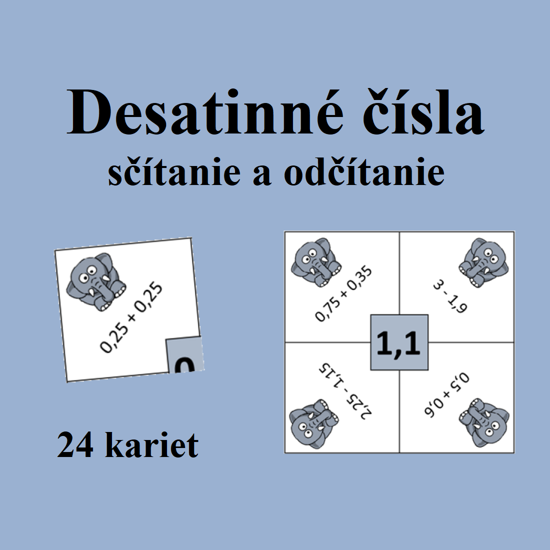 Desatinné čísla - sčítanie a odčítanie (zlož z kariet výsledok) - Matematika | UčiteliaUčiteľom.sk
